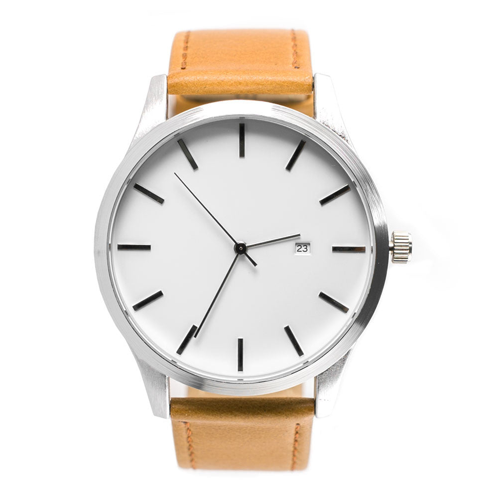 Tan Strap Watch - Simple Face - Minimalist Styled Watch for Men – Matte ...