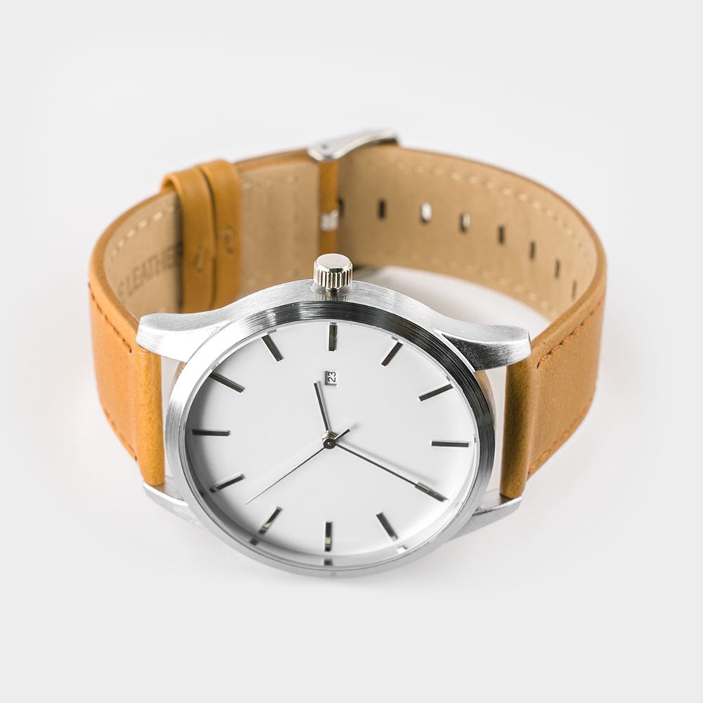 Tan Strap Watch - Simple Face - Minimalist Styled Watch for Men – Matte ...