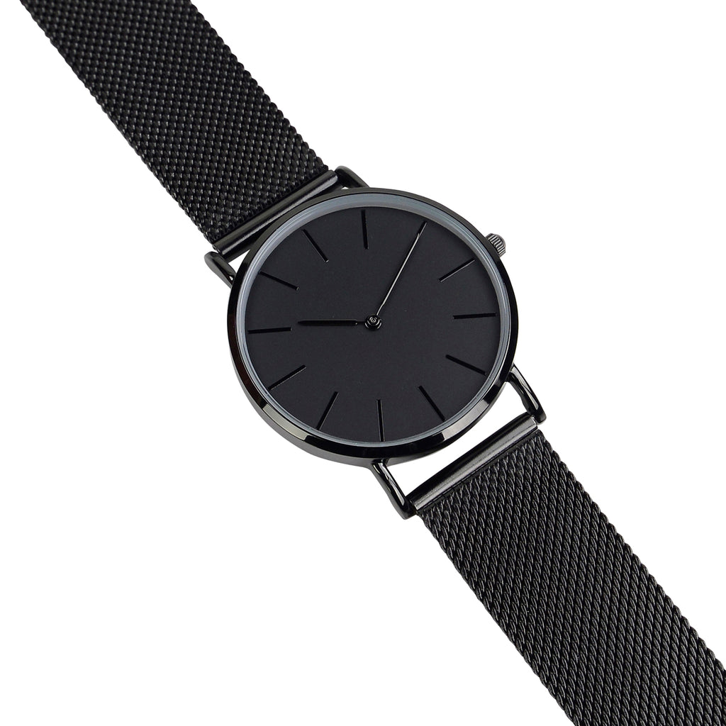 Black Mesh Strap Watch | Minimalist Mesh Watches – Matte Black Online