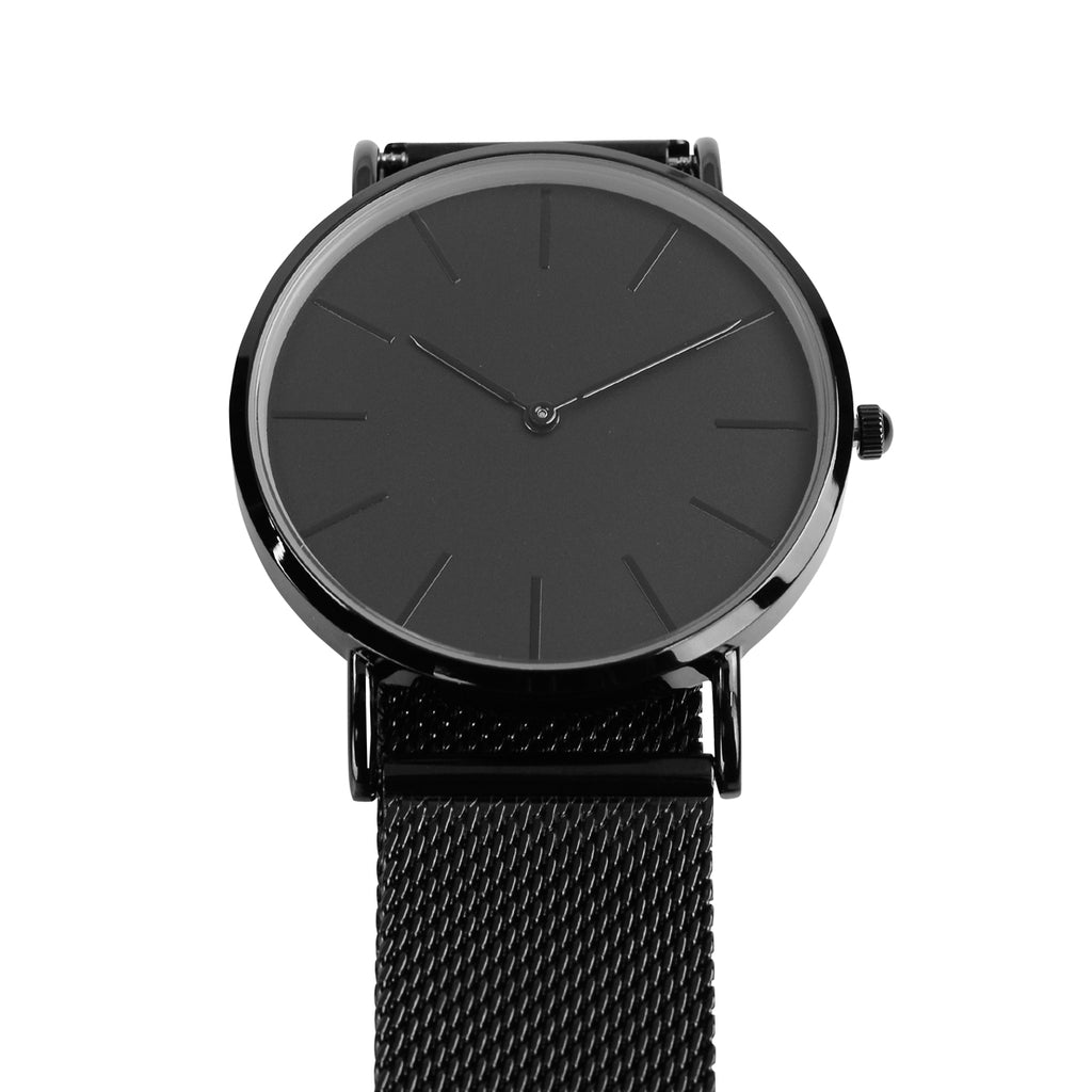 Black Mesh Strap Watch | Minimalist Mesh Watches – Matte Black Online