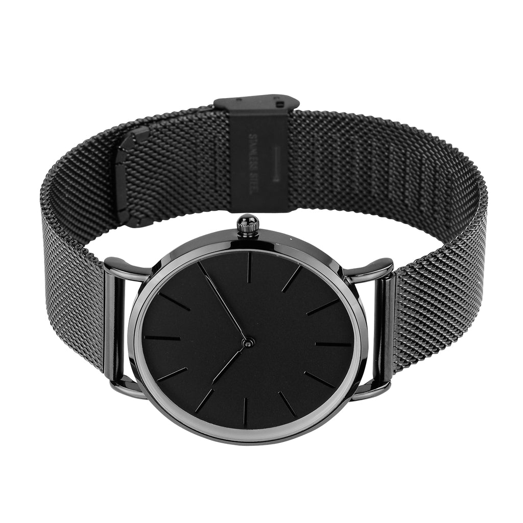 Black Mesh Strap Watch | Minimalist Mesh Watches – Matte Black Online